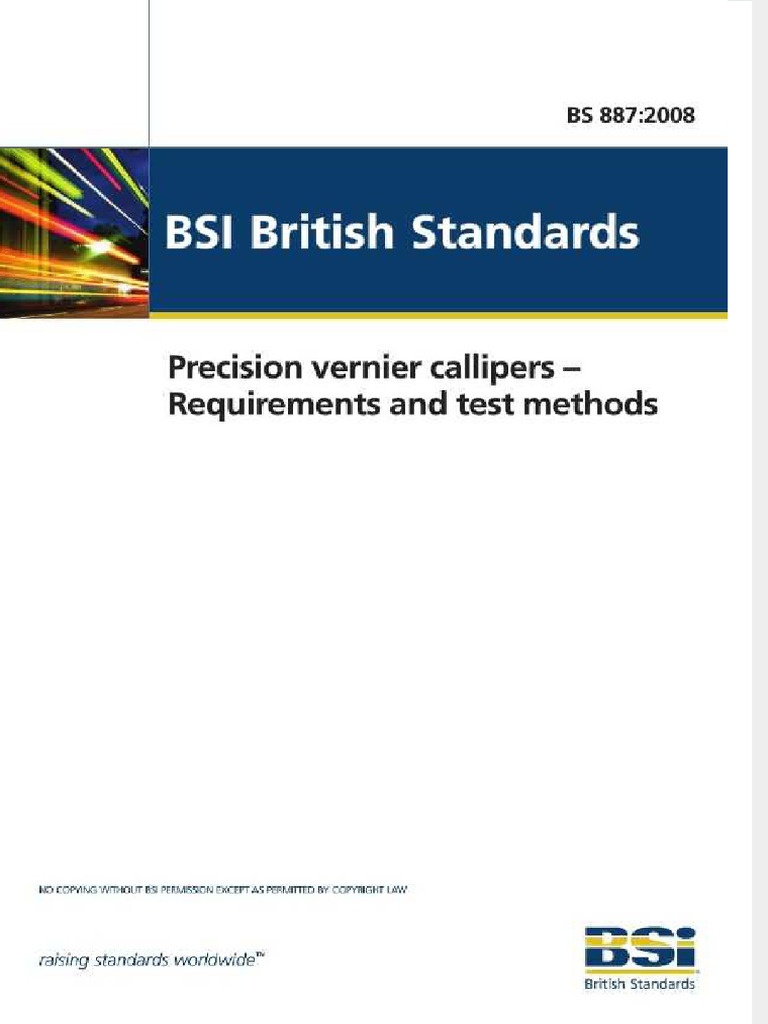 BS 887-2008 Precision Vernier Caliper Requirements and Test Methods | PDF