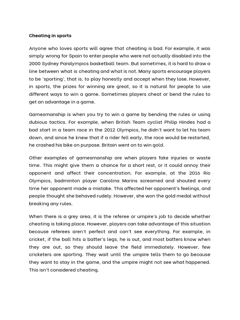 Cheating in Sport | PDF | Diego Maradona | Sports