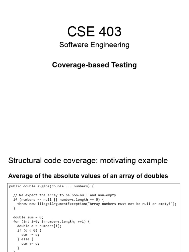 10b Testing Coverage | PDF | Programming Paradigms | Computer Programming 10b Testing Coverage | PDF | Programming Paradigms | Computer Programming