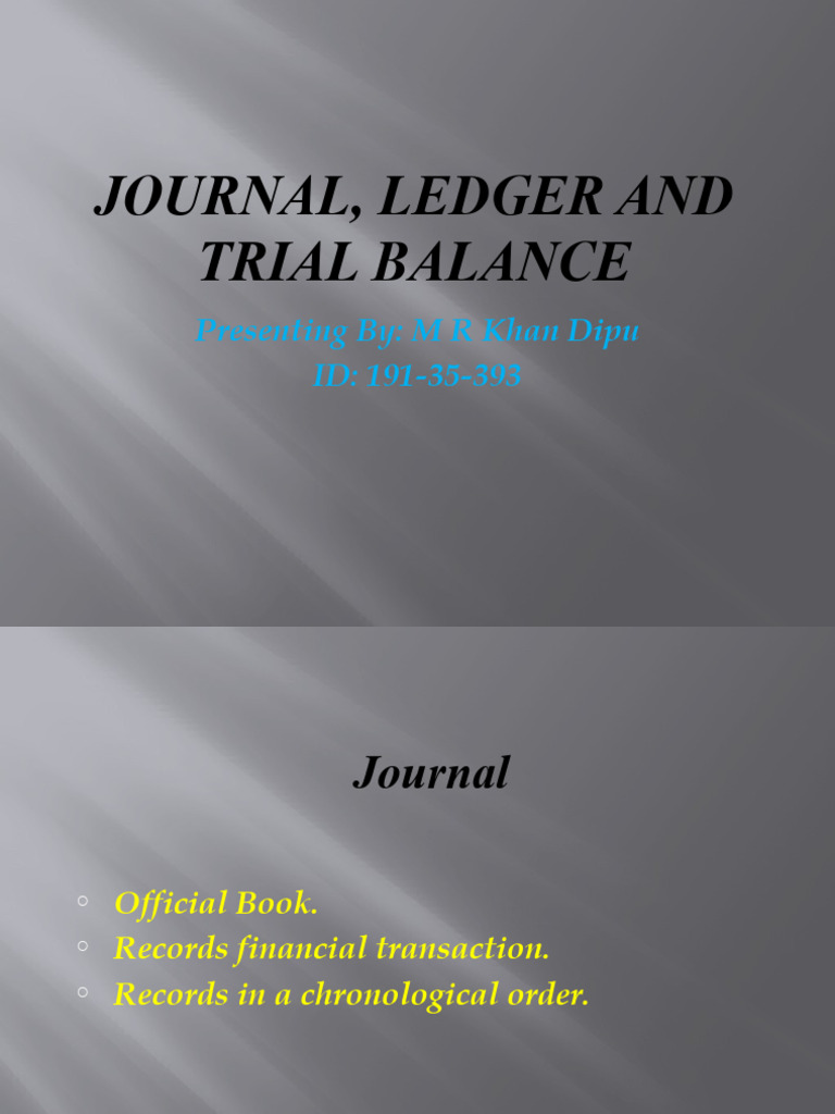 Understanding Journals, Ledgers, and Trial Balances | PDF | Debits And ...