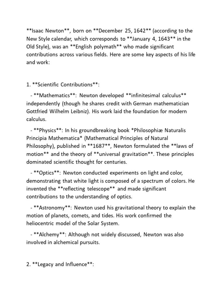 Isaac Newton | PDF | Isaac Newton | Physical Sciences