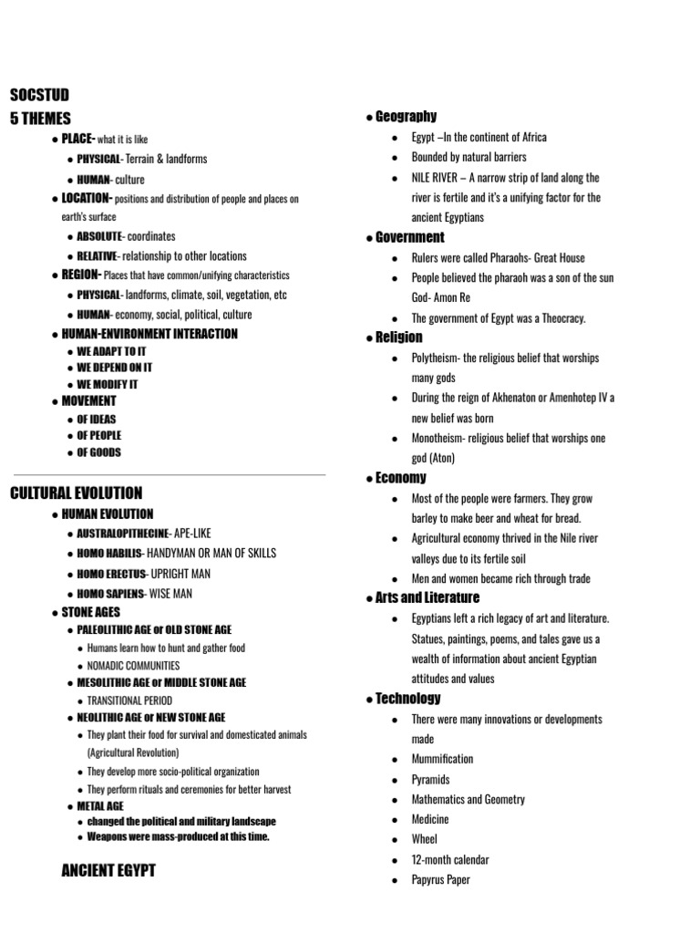 SOCSTUD REVIEWER 1st To 3rd | PDF | Ancient Egypt | Thirteen Colonies