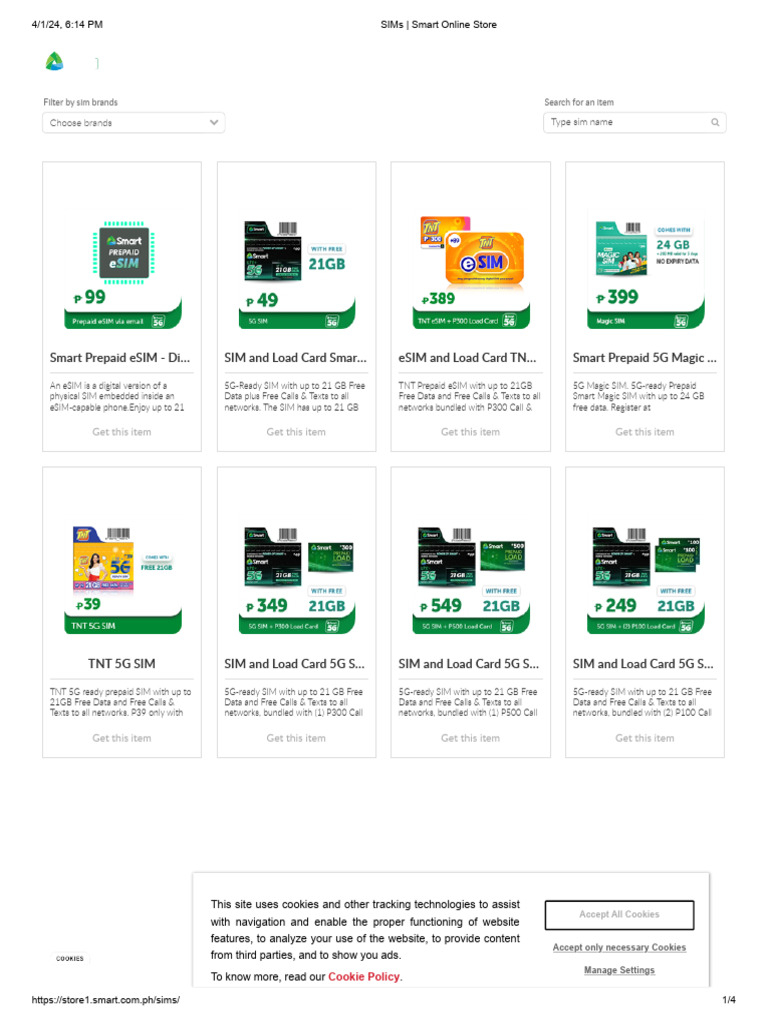 SIMs - Smart Online Store | PDF | Prepaid Mobile Phone | Computing