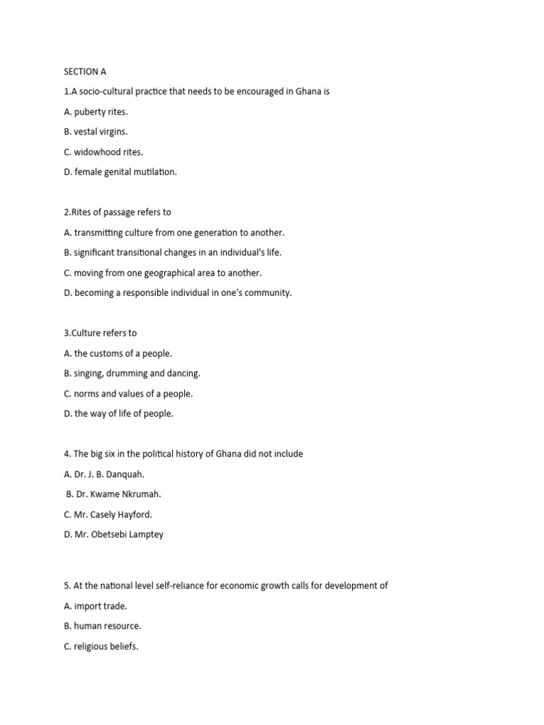 Social Studies Exam, Form 1 | PDF | Self Actualization | Self Esteem