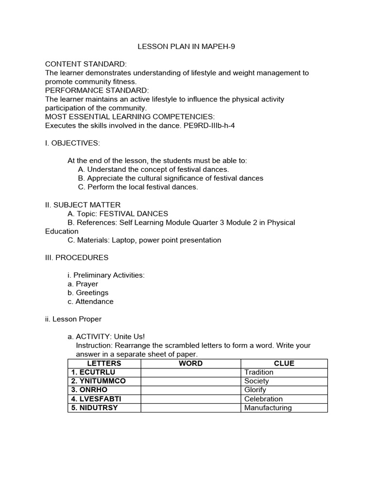 4-Lessonplan-9 Festival | PDF | Festival | Learning