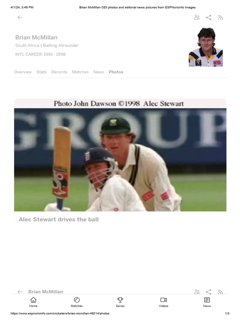 05 Brian McMillan ODI Photos and Editorial News Pictures From ...