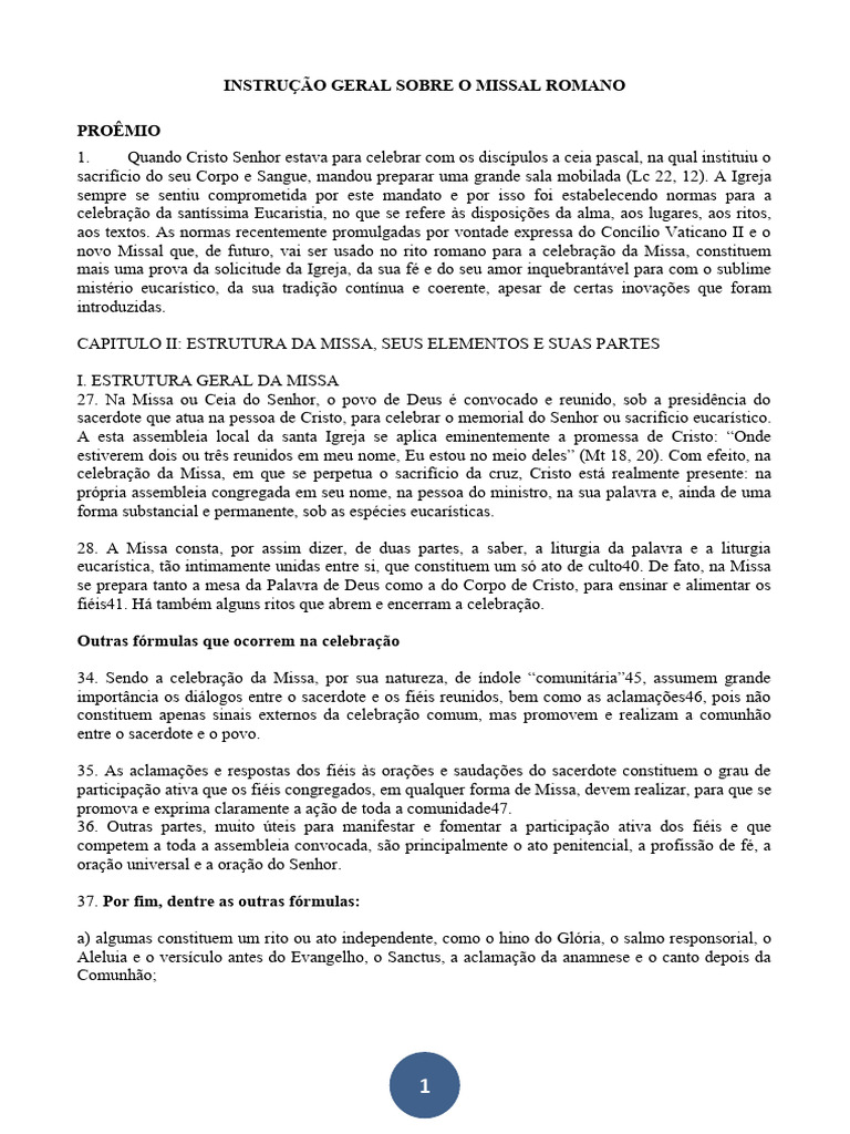 Estrutura e Elementos da Missa Romana | PDF | Eucaristia | Salmos