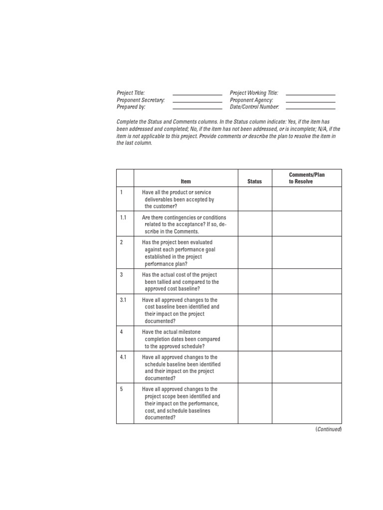 Close Out Checklist (HO) | Download Free PDF | Project Management