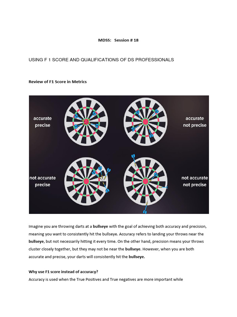 MDSS - Session 18 USING F 1 SCORE AND QUALIFICATIONS OF DS PROFESSIONALS 1710777986361 | PDF ...
