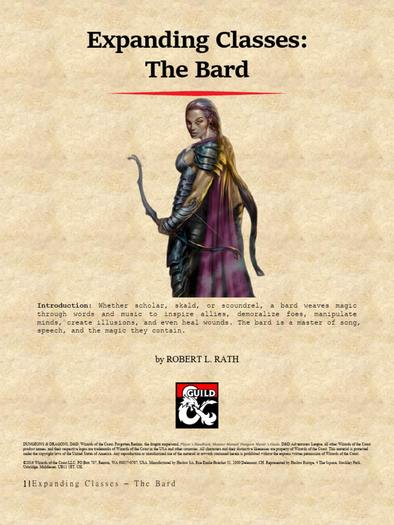Expanding Classes (The Bard) | PDF | Dungeons & Dragons | Gary Gygax Games