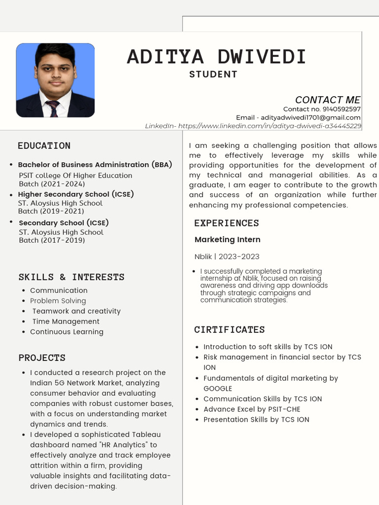 Aditya Dwivedi Resume Final | PDF | Analytics | Human Communication Aditya Dwivedi Resume Final | PDF | Analytics | Human Communication