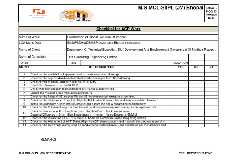 ACP Installation Checklist Guide | PDF