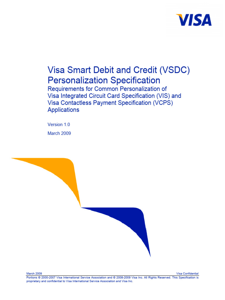 VSDC Perso 1 0 Mar 2009 | PDF | Emv | Smart Card