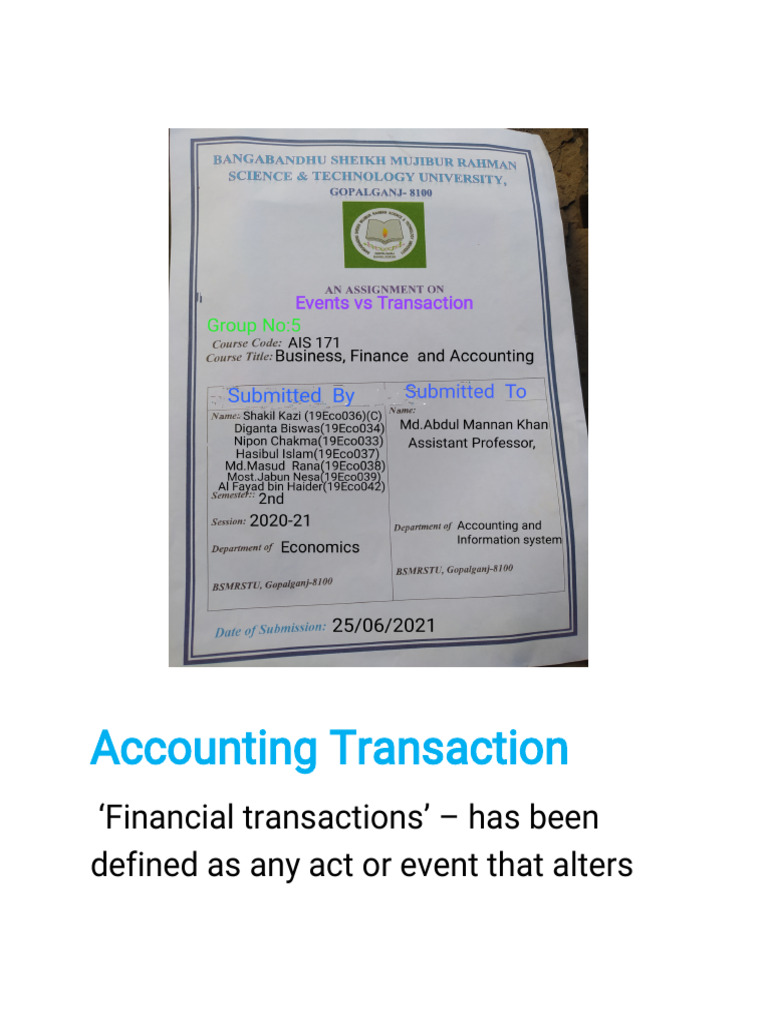 Events Vs Transaction | PDF