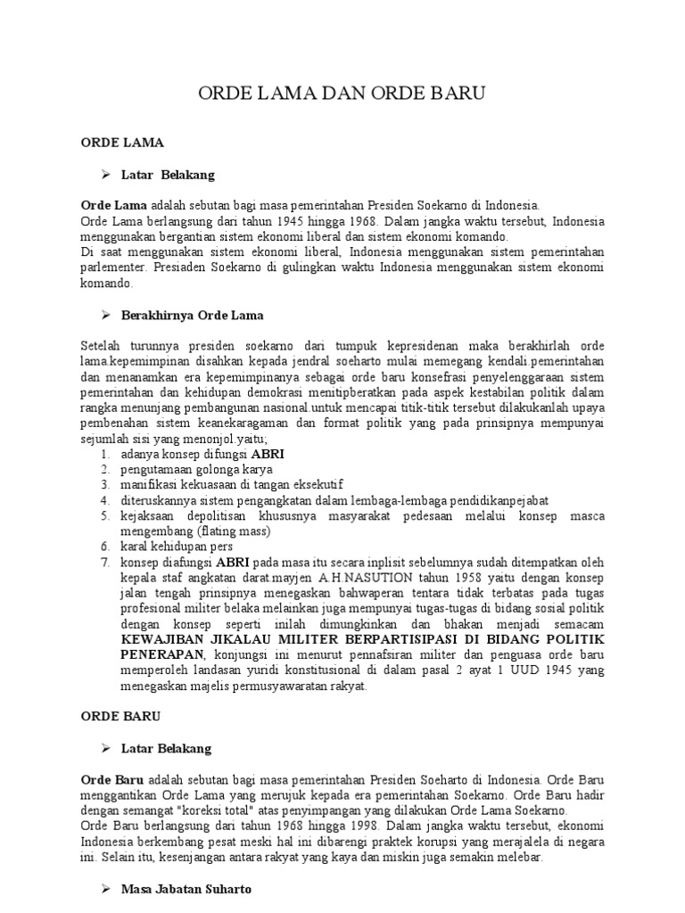 Sejarah Orde Lama Baru | PDF