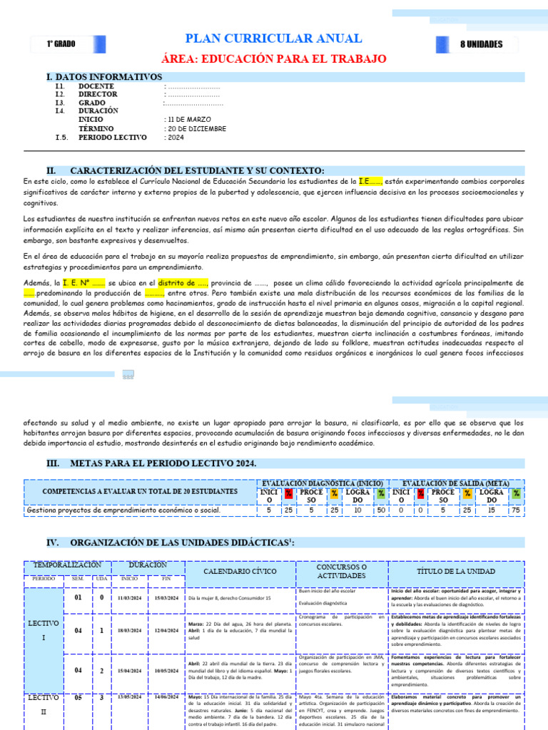Programación Anual - Ept - 1ro-2do | PDF | Aprendizaje | Evaluación