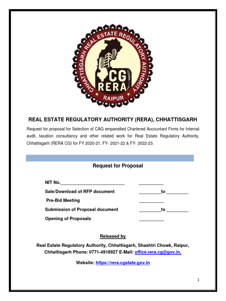 RERA INTERNAL AUDIT PROPOSAL (RFP) Dated 11-01-2021 | PDF | Request For ...