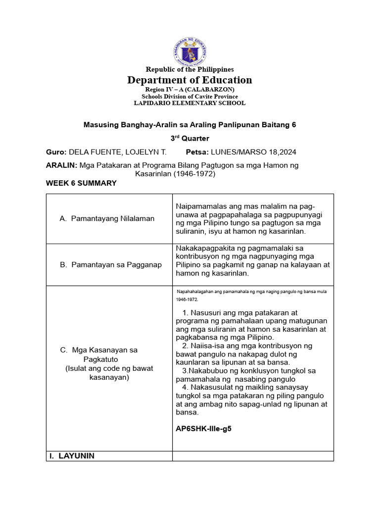 Week 6 AP DLP - 1st Part | PDF