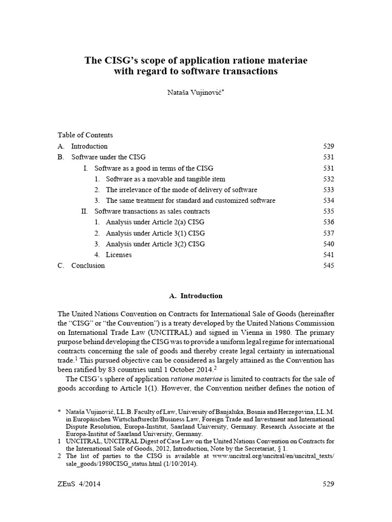 Software As Goods Under CISG | PDF | Goods