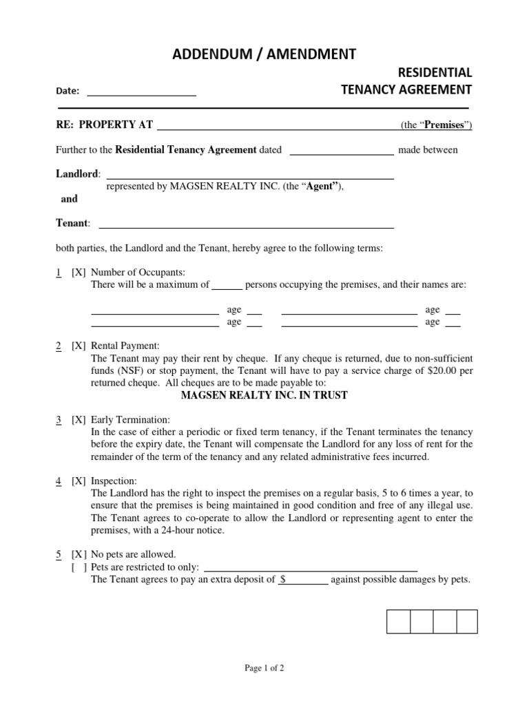 House Addendum | PDF | Leasehold Estate | Landlord