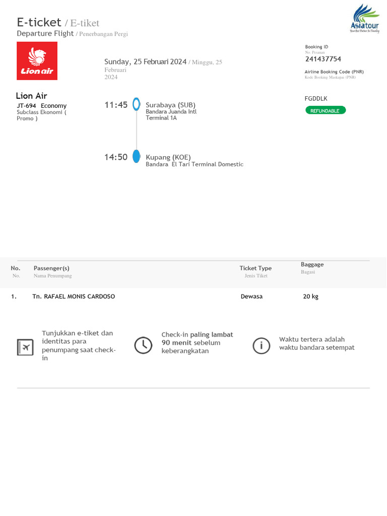 E-Ticket RAFAEL MONIS CARDOSO | PDF