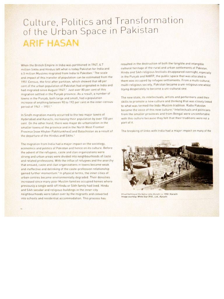 Arif Hasan - Culture Politics and Transformation of The Urban Space in ...