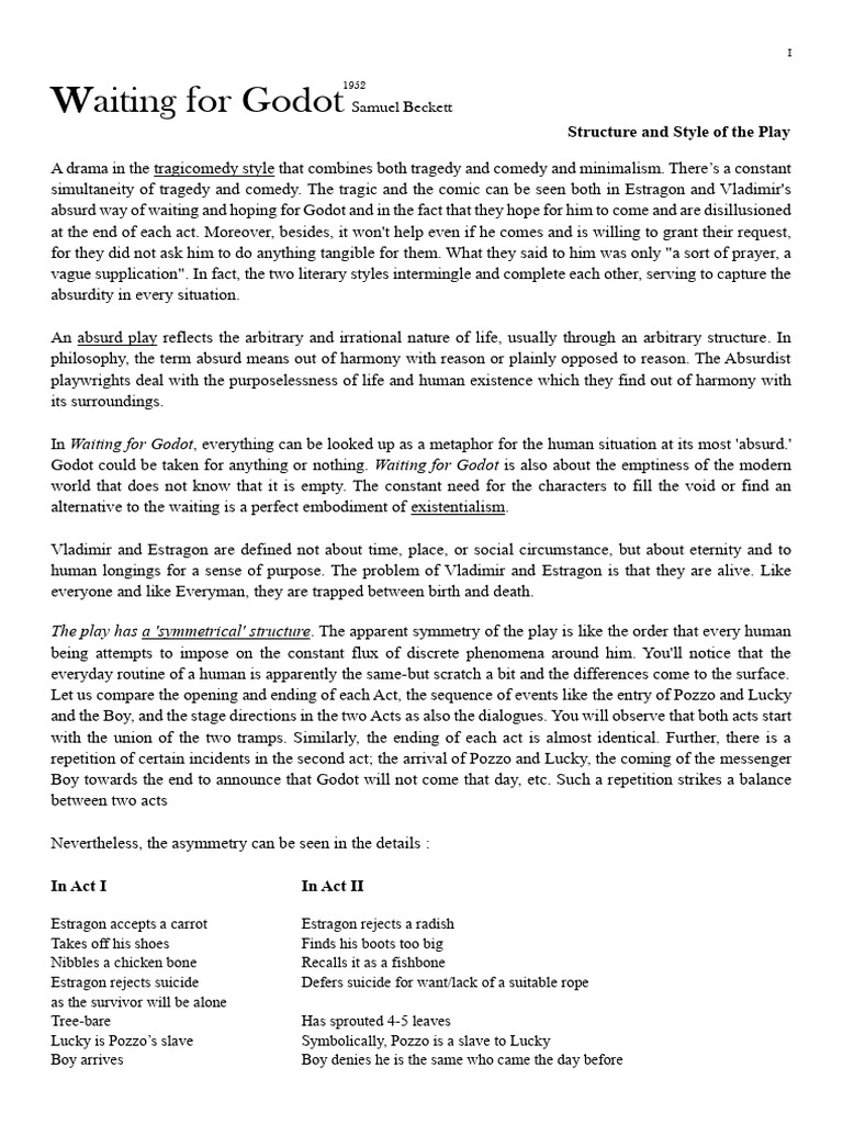 Waiting For Godot Samuel Beckett | PDF