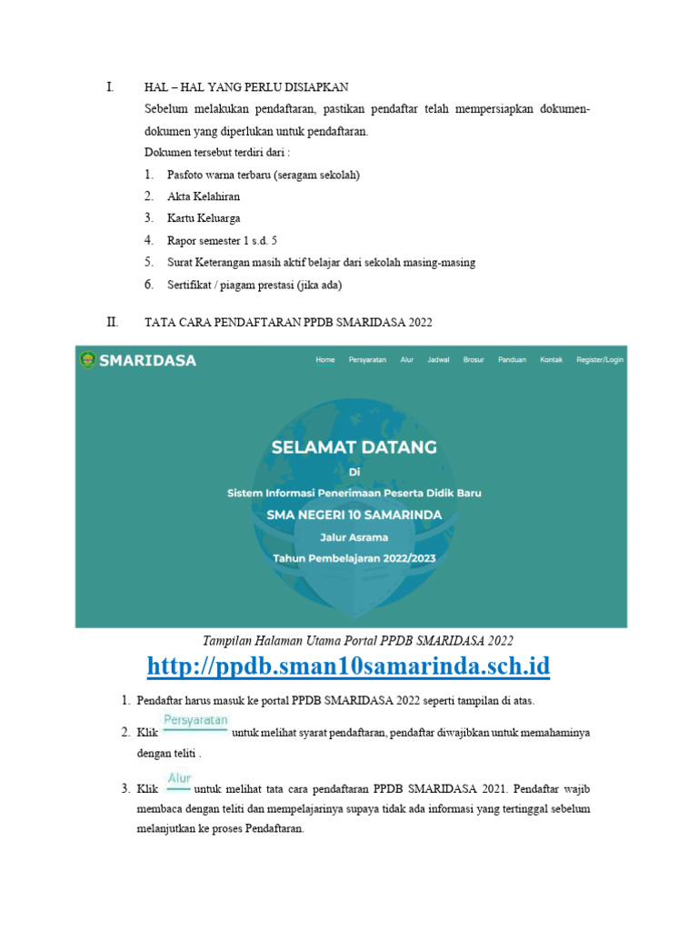 Panduan PPDB Smaridasa 2022 | PDF