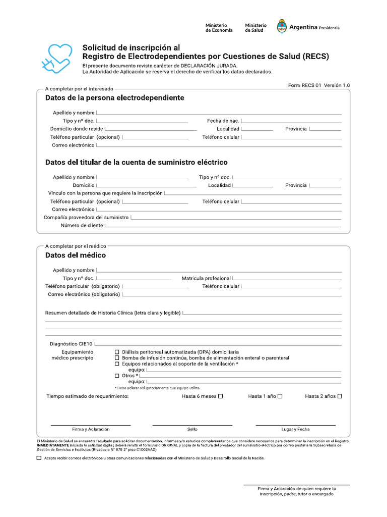 Formulario de Inscripcion Al Recs | PDF