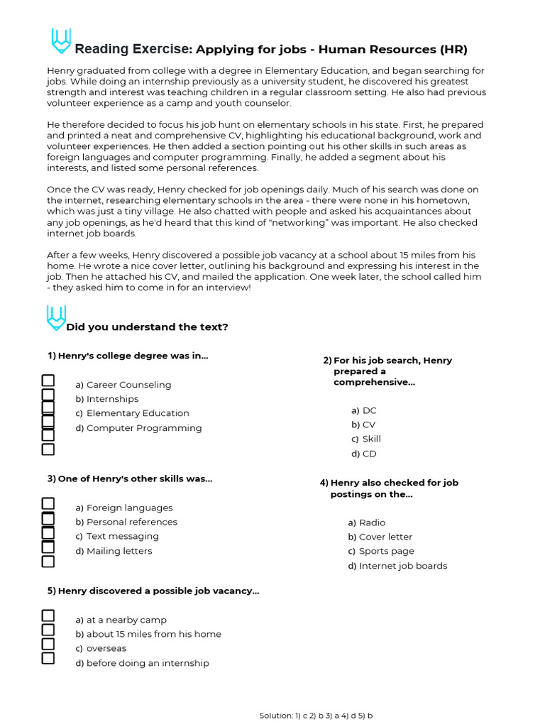 Applying For Jobs - Reading Practice | PDF | Internet