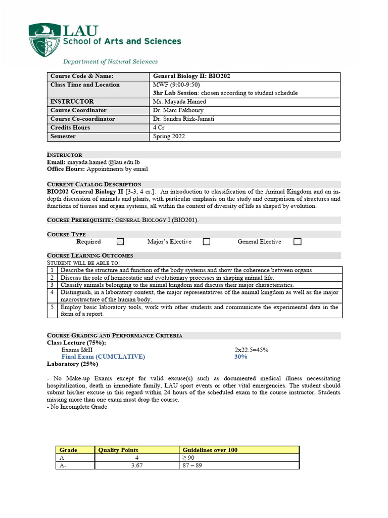 General Biology II Course Overview | PDF | Nervous System | Endocrine System
