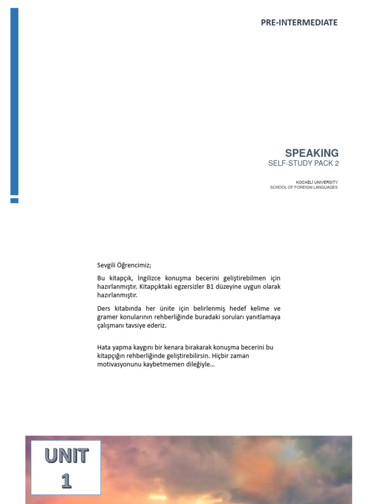 Speaking Self-Study Pack (B1) | PDF | Social Media | Popular Culture & Media Studies