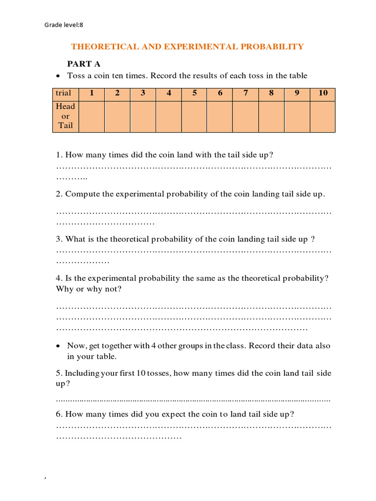 Theoretical and Experimental Probability | PDF | Probability ...