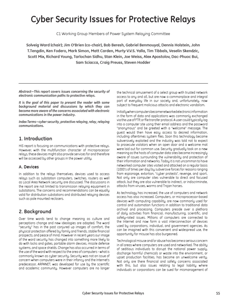 Case Study Cyber Security Issues For Protective Relays | PDF | Computer ...