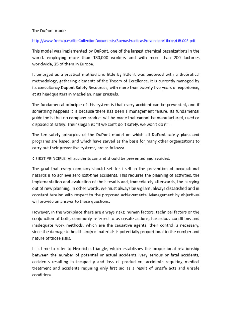 DuPont Safety Principles Overview | PDF | Occupational Safety And ...