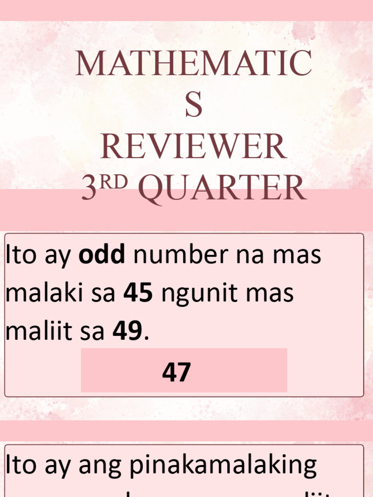 Mathematics 3rd Quarter Reviewer Part 1 | PDF