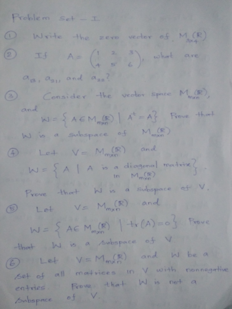 Linear Algebra Problem 1 Pdf Linear Subspace Teaching Mathematics 