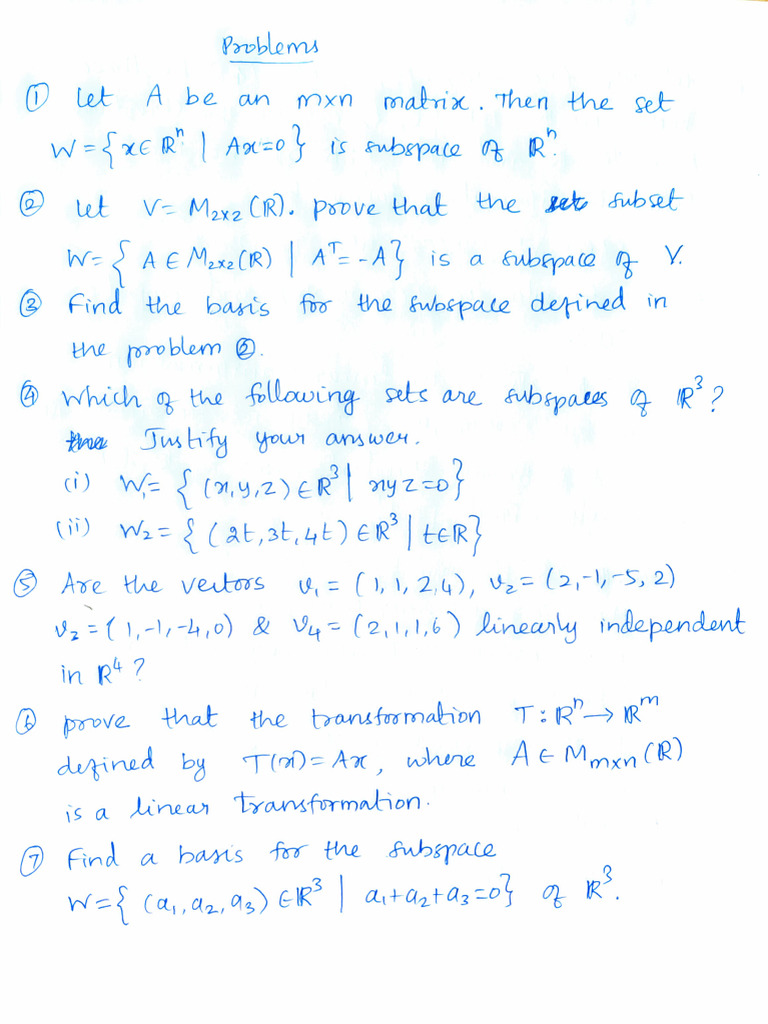 Problems Set (Linear Algebra) | PDF