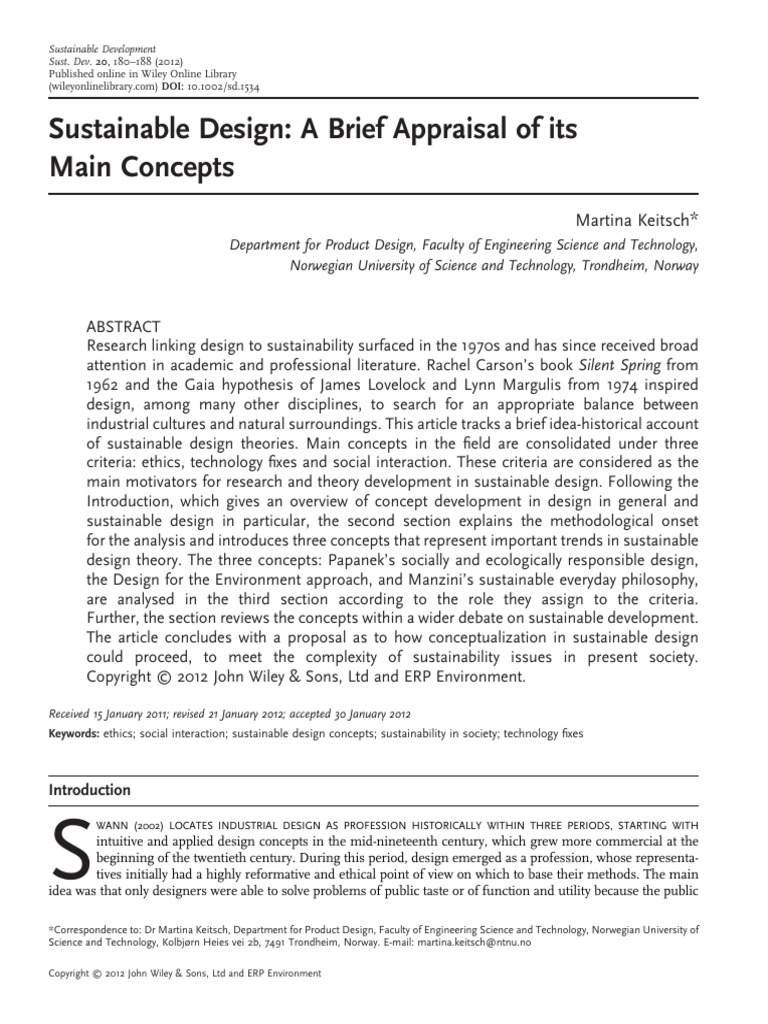Keitsch - Sustainable Design A Brief Appraisal of Its Main Concepts ...