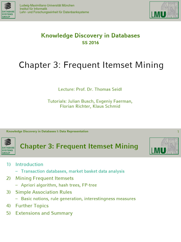 3 FrequentItemsetMining | PDF | Information Retrieval | Data Management