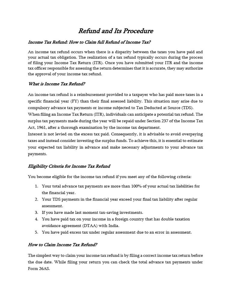 Tax Refunds and Procedure | PDF | Tax Refund | Taxes