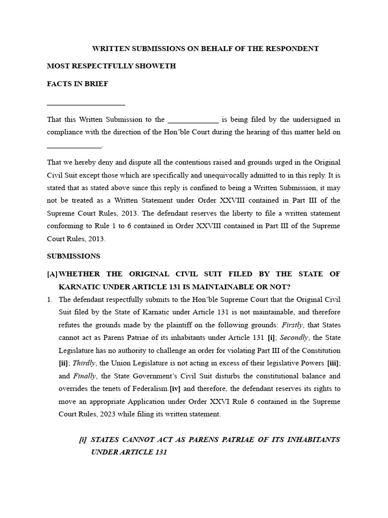 Moot Court Issue 1 - Respondent | PDF | Lawsuit | Jurisdiction