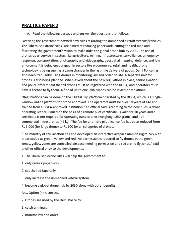 Practice Paper 1 | PDF | Unmanned Aerial Vehicle