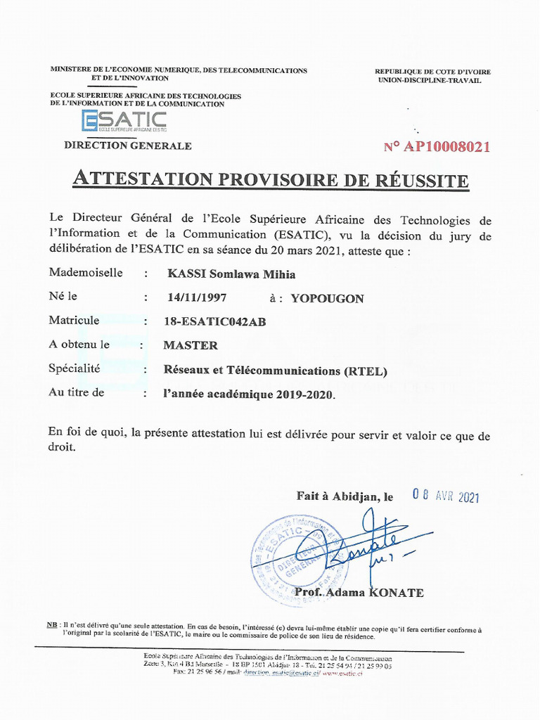 Attestation Provisoire | PDF