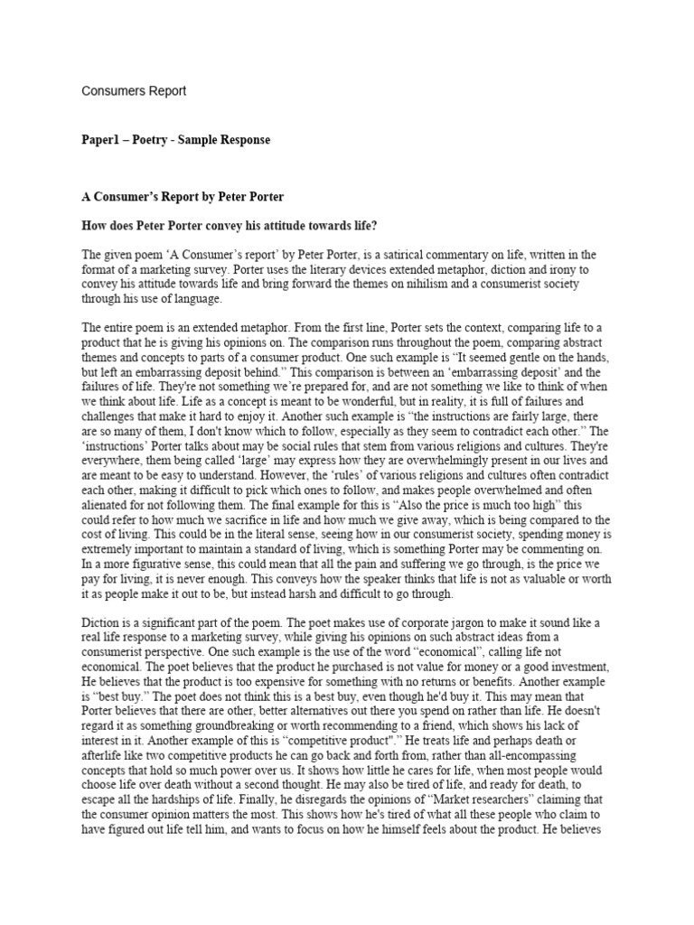 Consumers Report | PDF | Cost Of Living | Poetry