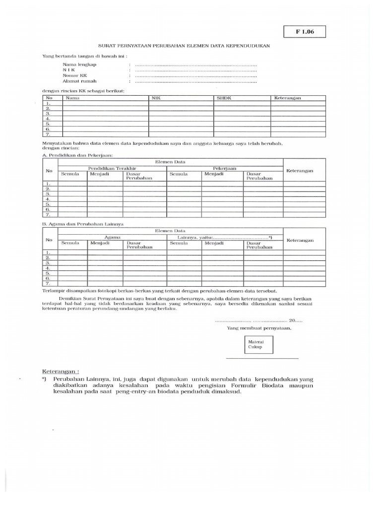 Formulir F1.06 | PDF
