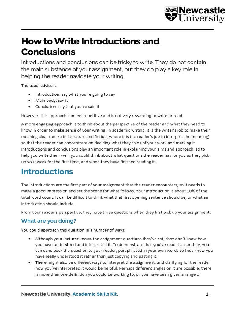 A.how To Write Introductions and Conclusions | PDF | Question | Knowledge A.how To Write Introductions and Conclusions | PDF | Question | Knowledge