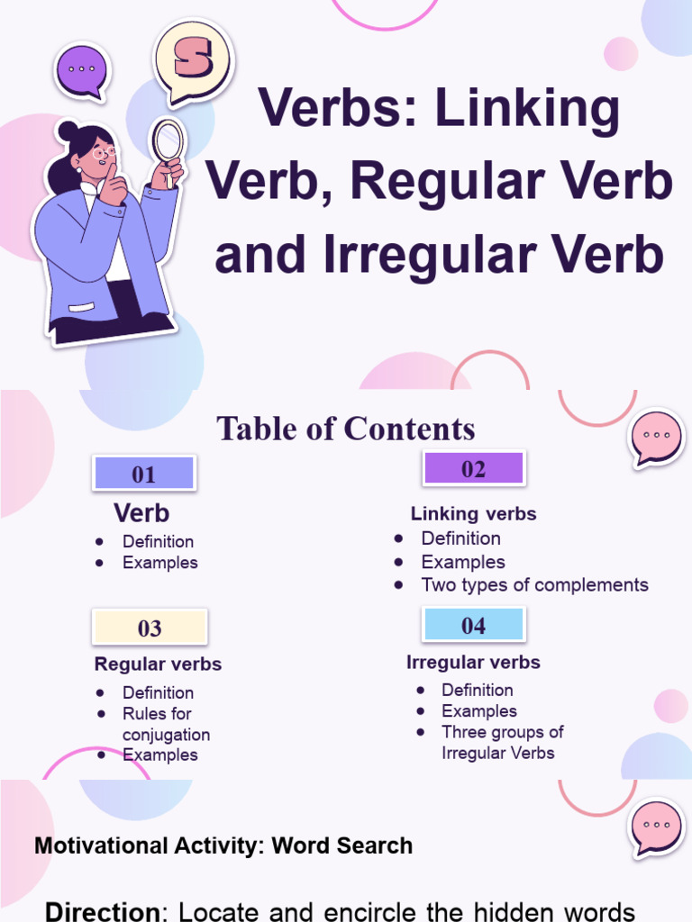 Verbs PPT Demo | PDF | Predicate (Grammar) | Adjective
