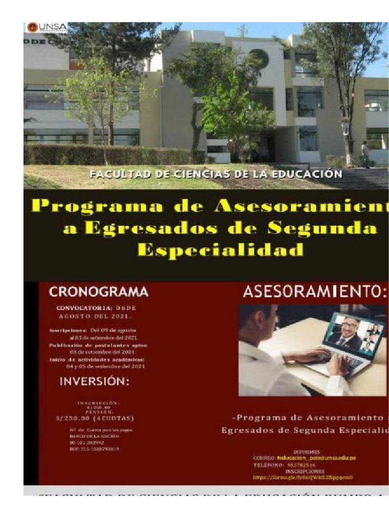Programa de Asesoramiento de Segunda Especialidad | PDF