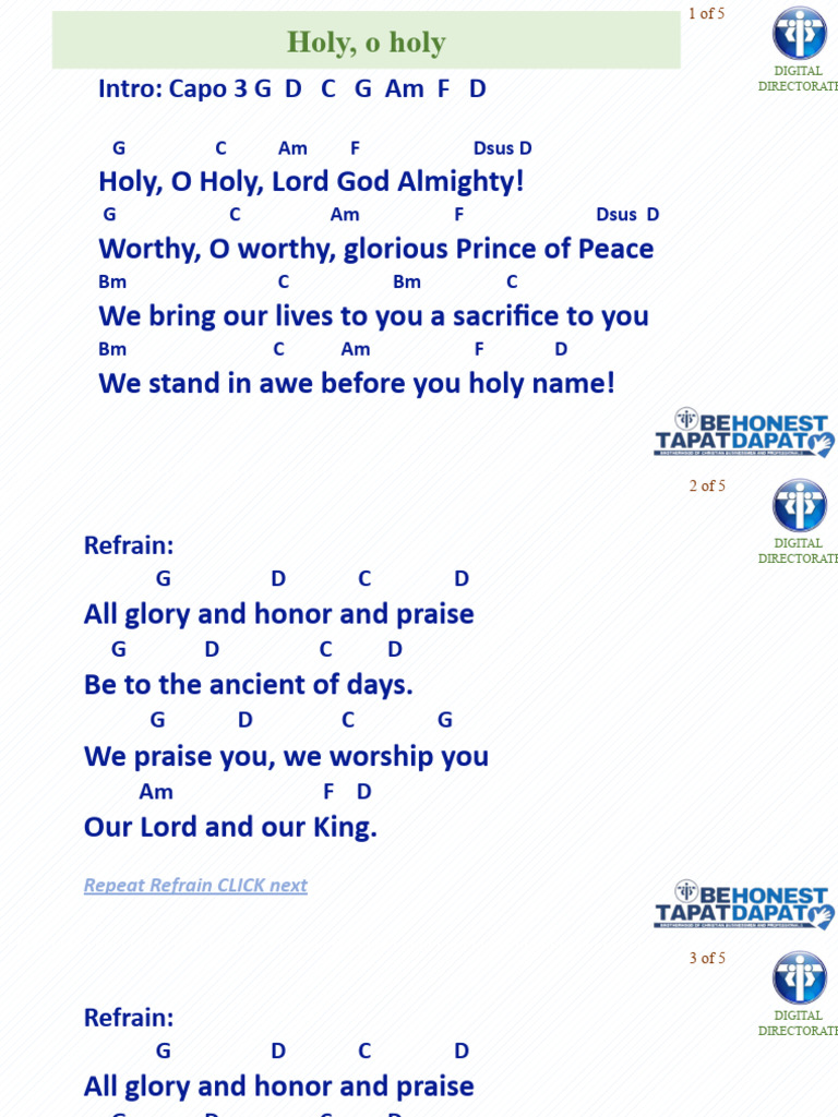 Holy, O Holy - EC Music Chords & Lyrics | PDF | Song Structure | Worship